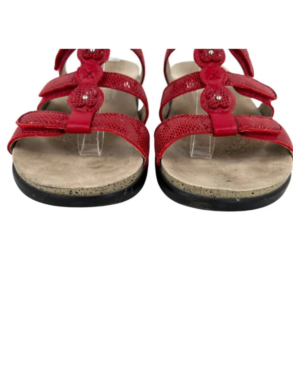 SAS | Shoes | Sas Red Snakeskin Naples Sandals Comfort Footbed Size 75 ...